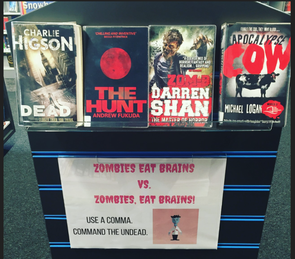 Funny Book Displays in a High School Library