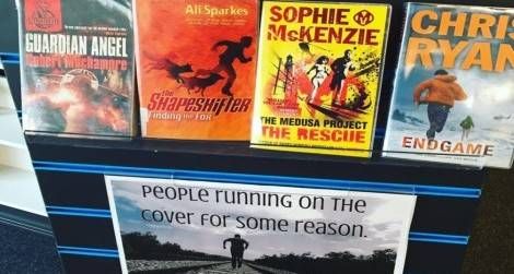 Funny Book Displays in a High School Library